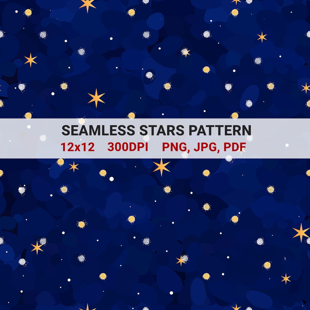Seamless Glitter Night Sky Digital Paper, Starry Skies Digital Paper ...