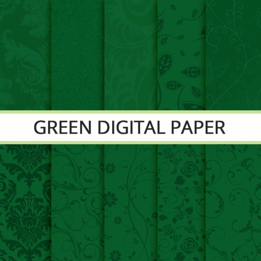 Green Digital Scrapbook Paper Set * 10 Green Papers for Scrapbooking ...