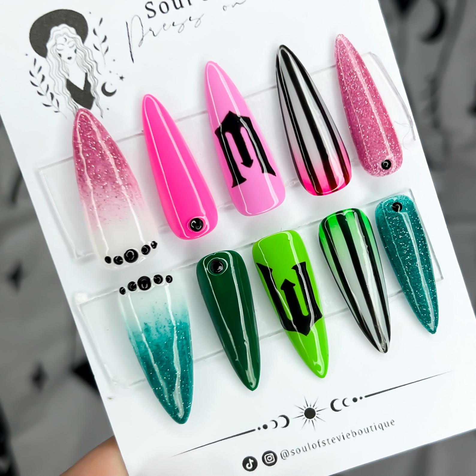 WICKED Elphaba Press on Nails Film, Movie, Musical Wizard of Oz, Witch ...