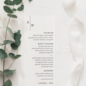 Printed Wedding Menu / Modern Wedding Menus / Monogram - Etsy