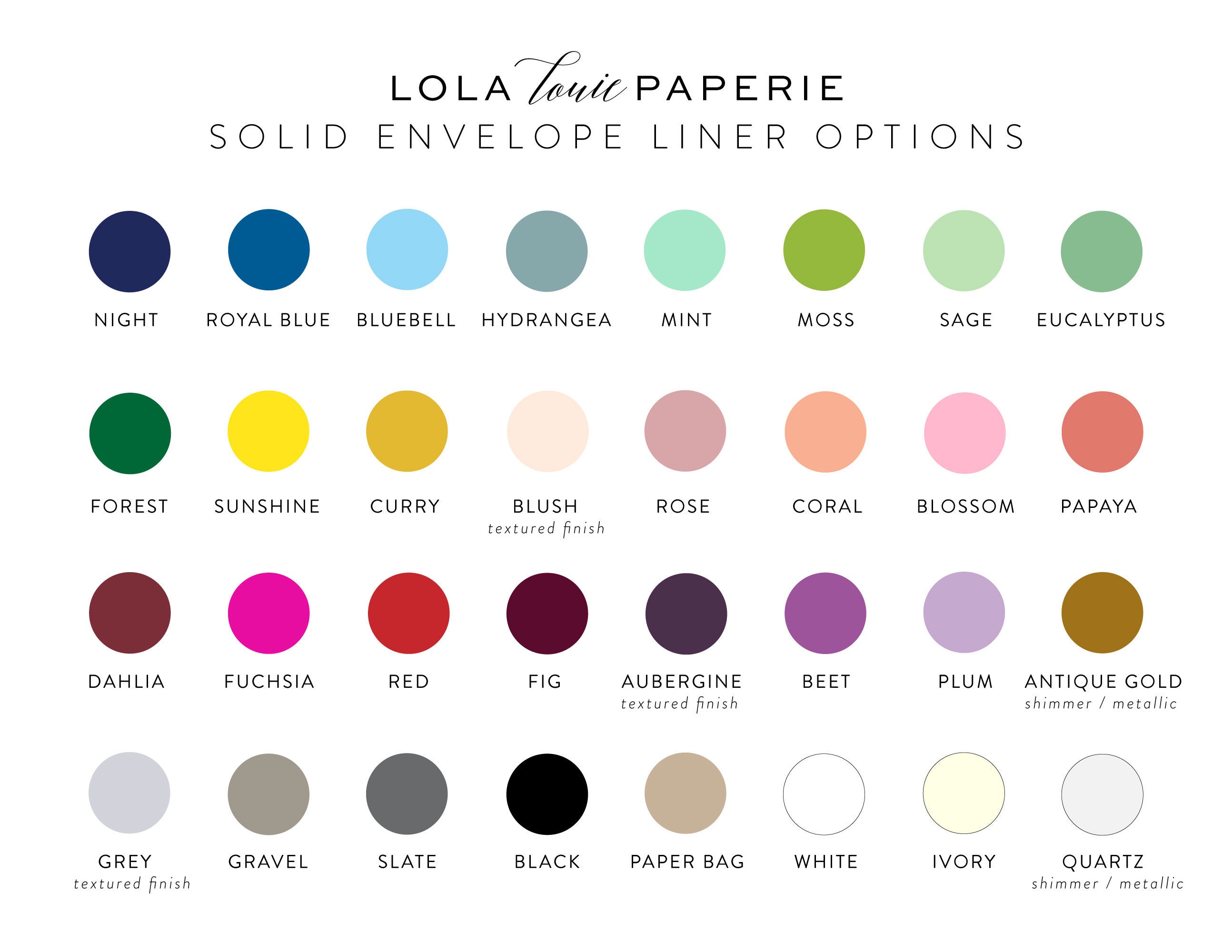 solid lined envelopes (32 color options) - sets of 10 // modern ...