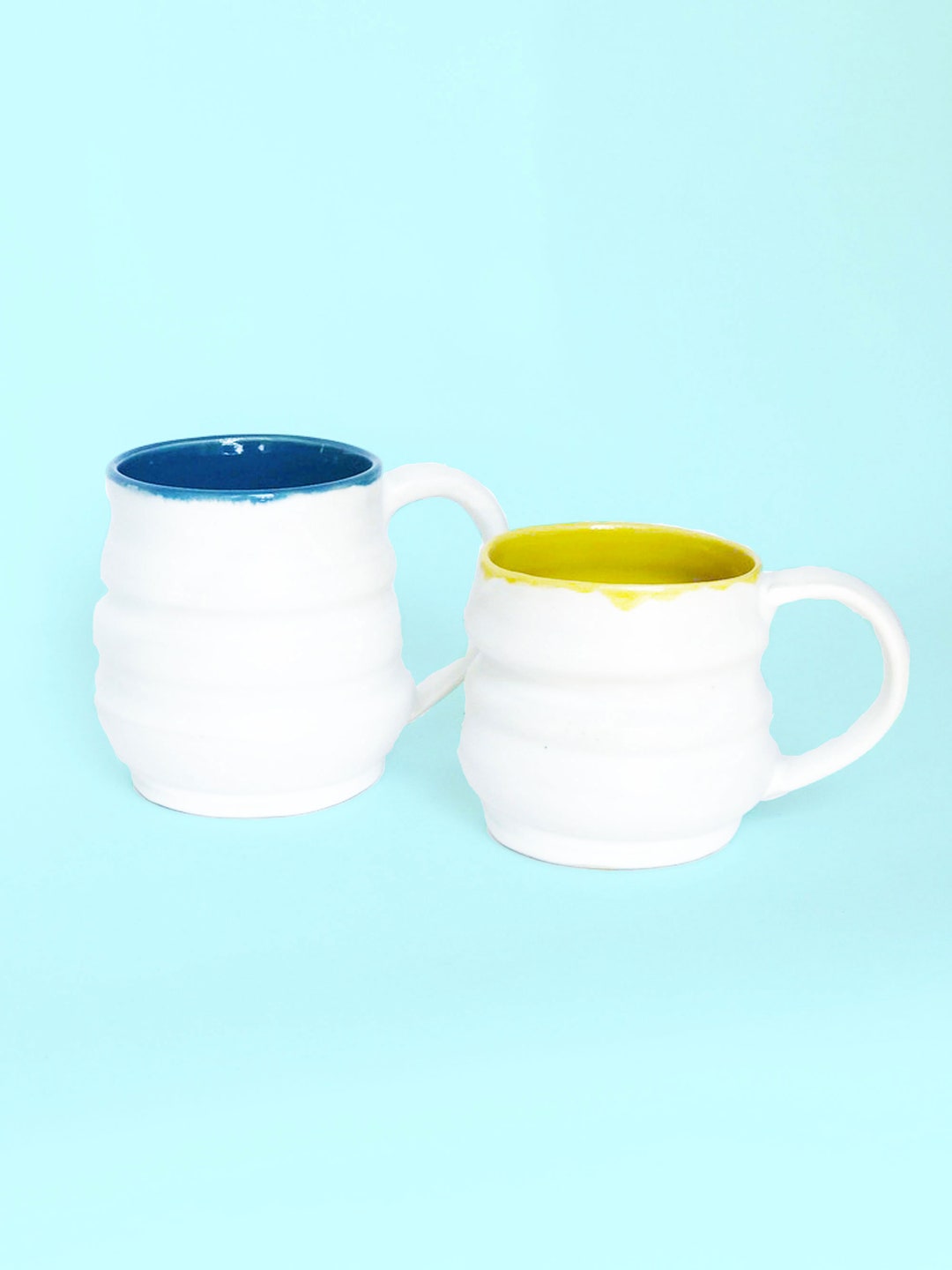 His & Her Michelin Man Mugs, Large Ceramic Coffee Mugs, Handmade Coffee ...