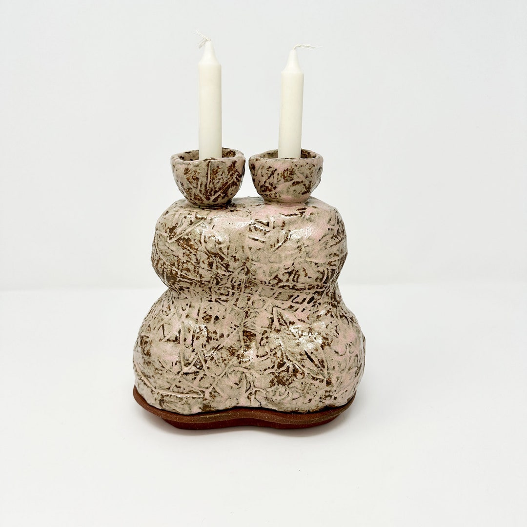 Pink Shabbat Candle Holder and Box, Handmade Ceramic Shabbat ...