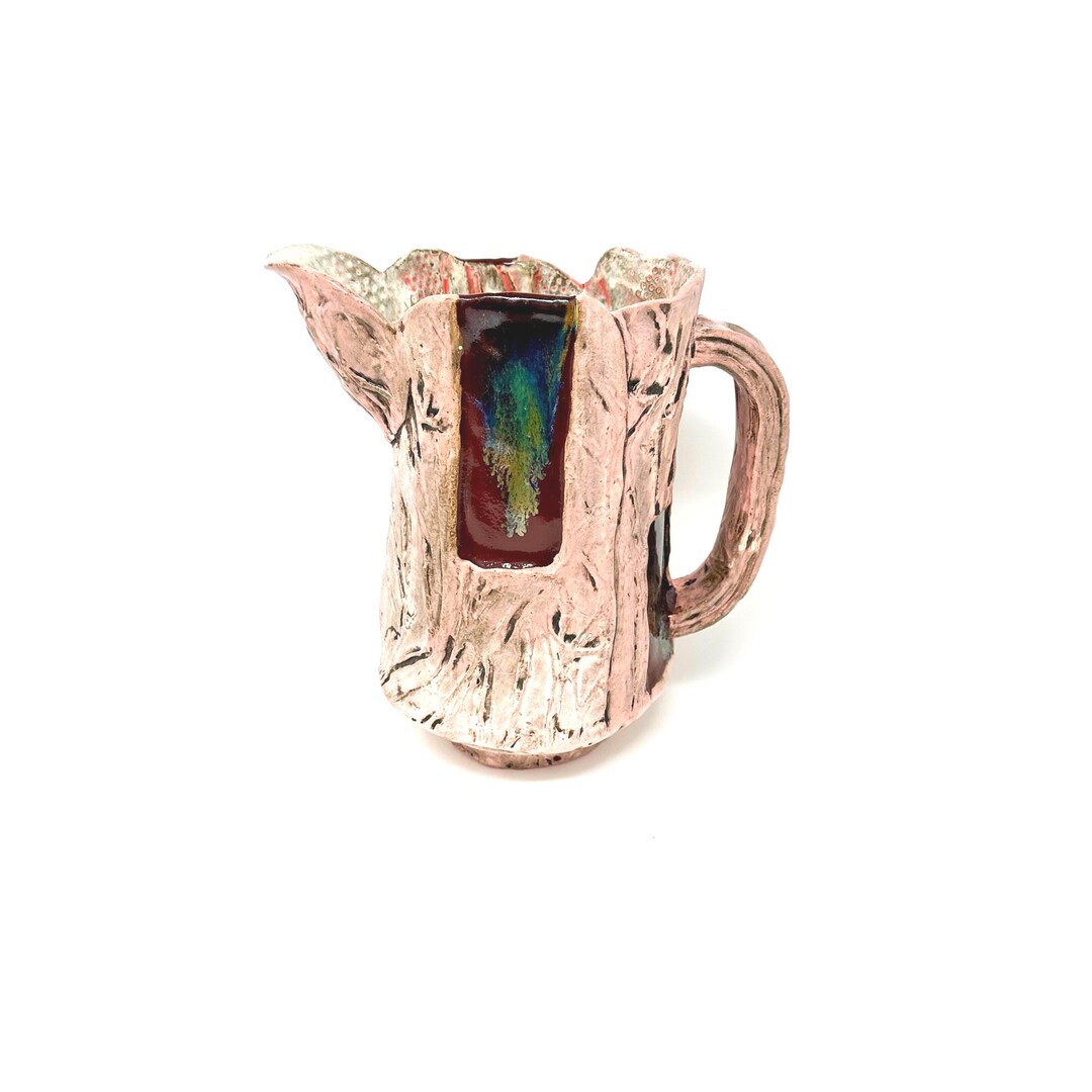 Handmade Pink Stoneware Pitcher: Abstract Ceramic Juice Pitcher - Etsy