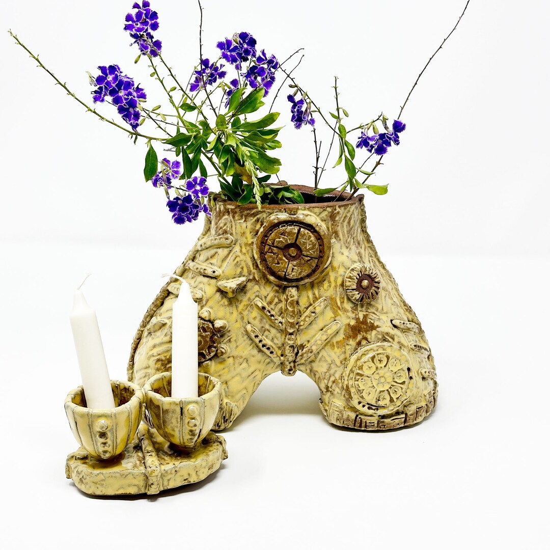 Shabbat Candle Holder/vase/ceramic Box, Unique Handmade Ceramic Shabbat ...