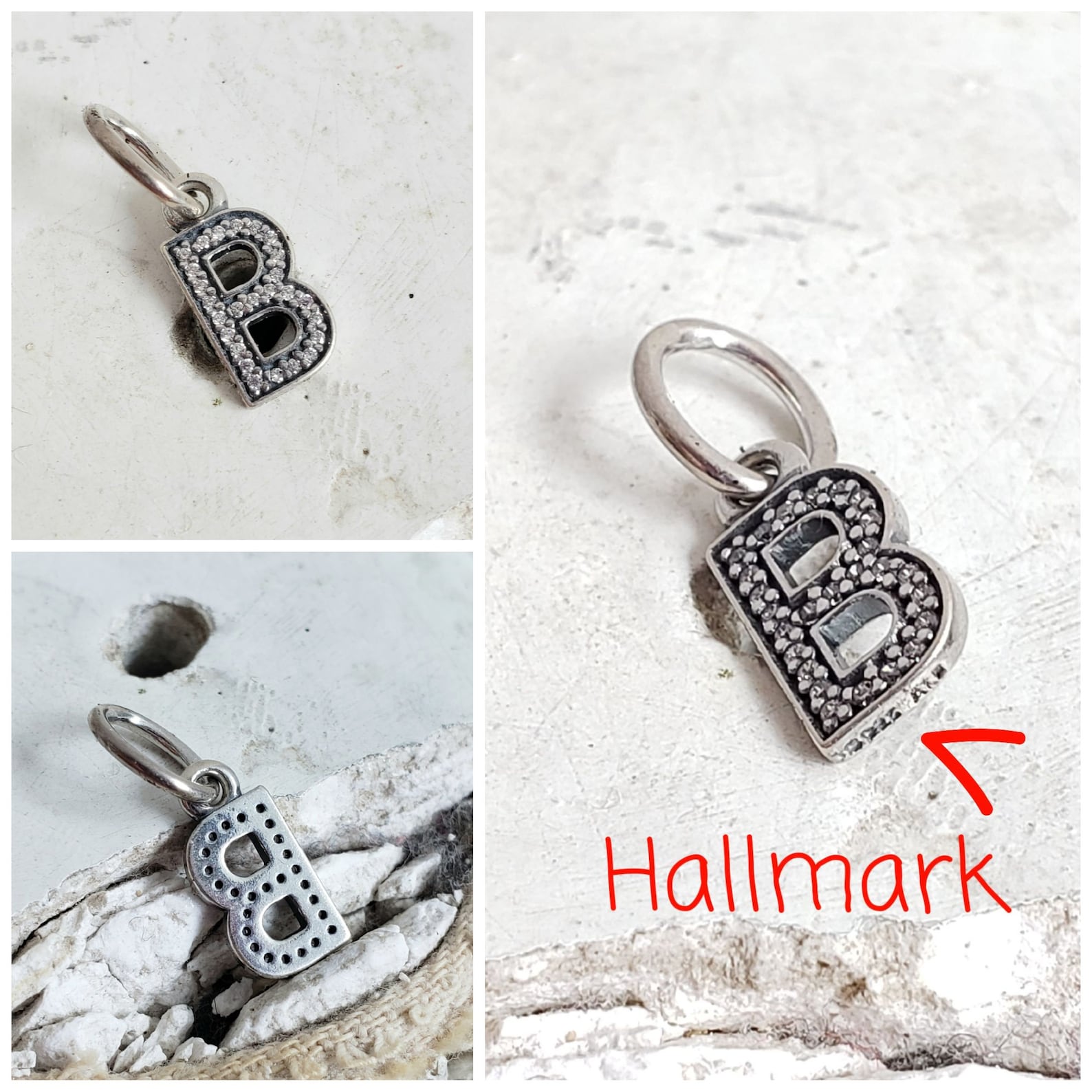 Authentic Pandora Letter B Dangle Charm Clear CZ Sterling - Etsy Hong Kong