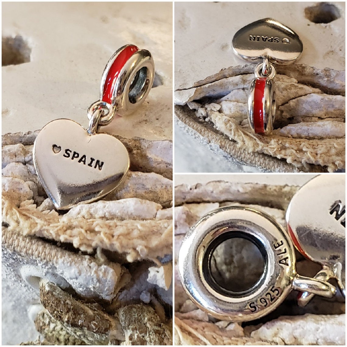 Reserved Pandora Spain Heart Flag Dangle Charm Red & Yellow - Etsy