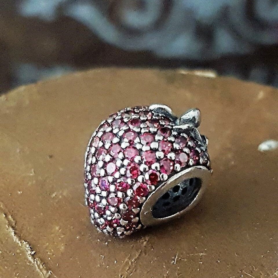 Authentic Pandora Pave Strawberry Charm Encrusted 95 Red Cubic | Etsy