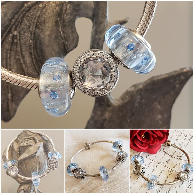 Authentic Pandora Ice Drops Blue Murano Sterling w/ Blue CZ | Etsy