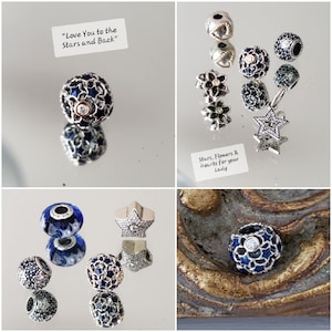 Authentic Pandora Night Sky Blue Charm Sterling Blue Enamel 14k Gold ...