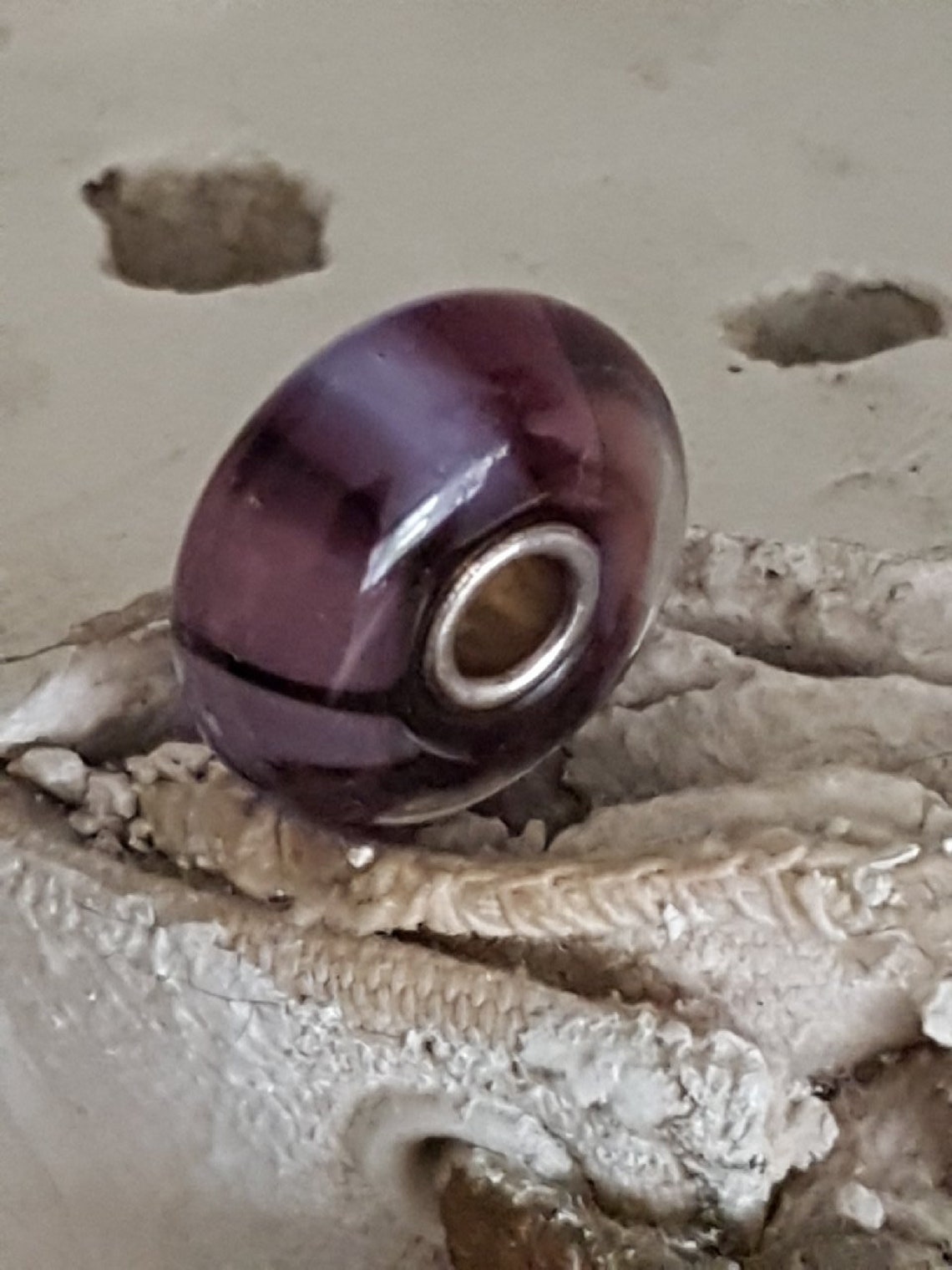 Stunning Authentic Trollbead Purple Stripes Glass Bead Charm RETIRED ...