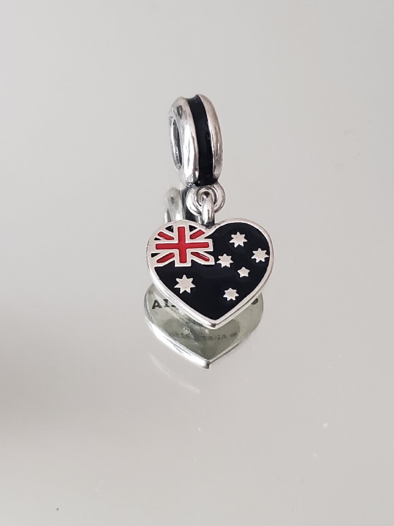 Authentic Pandora Australia Heart Flag Dangle Charm Red Blue | Etsy
