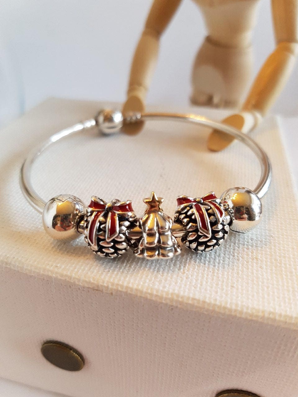 Authentic Pandora Christmas Tree Charm Bead Sterling Silver w/ - Etsy.de