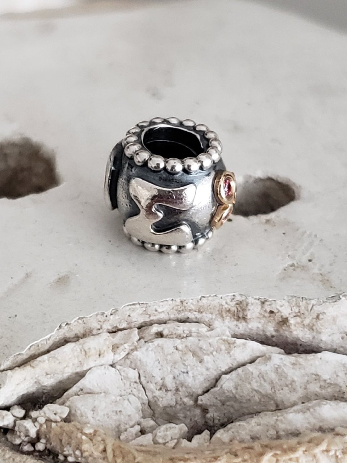 Authentic Pandora Mom Charm Fancy Pink CZ Sterling 14k Gold Hallmarked ...