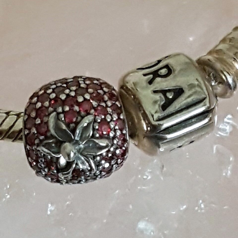 Authentic Pandora Pave Strawberry Charm Encrusted 95 Red Cubic | Etsy