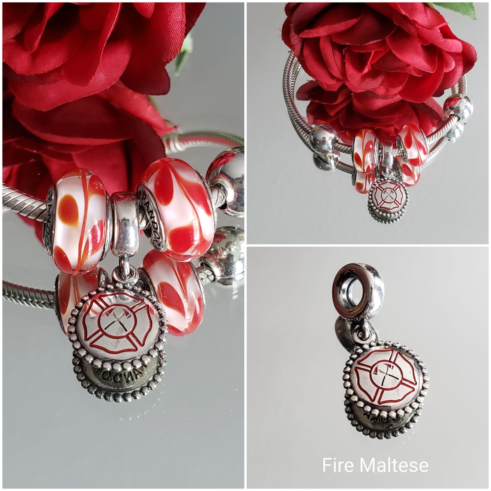 Authentic Pandora Fire Maltese Dangle Charm Red Enamel - Etsy