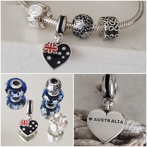 Authentic Pandora Australia Heart Flag Dangle Charm Red Blue White ...