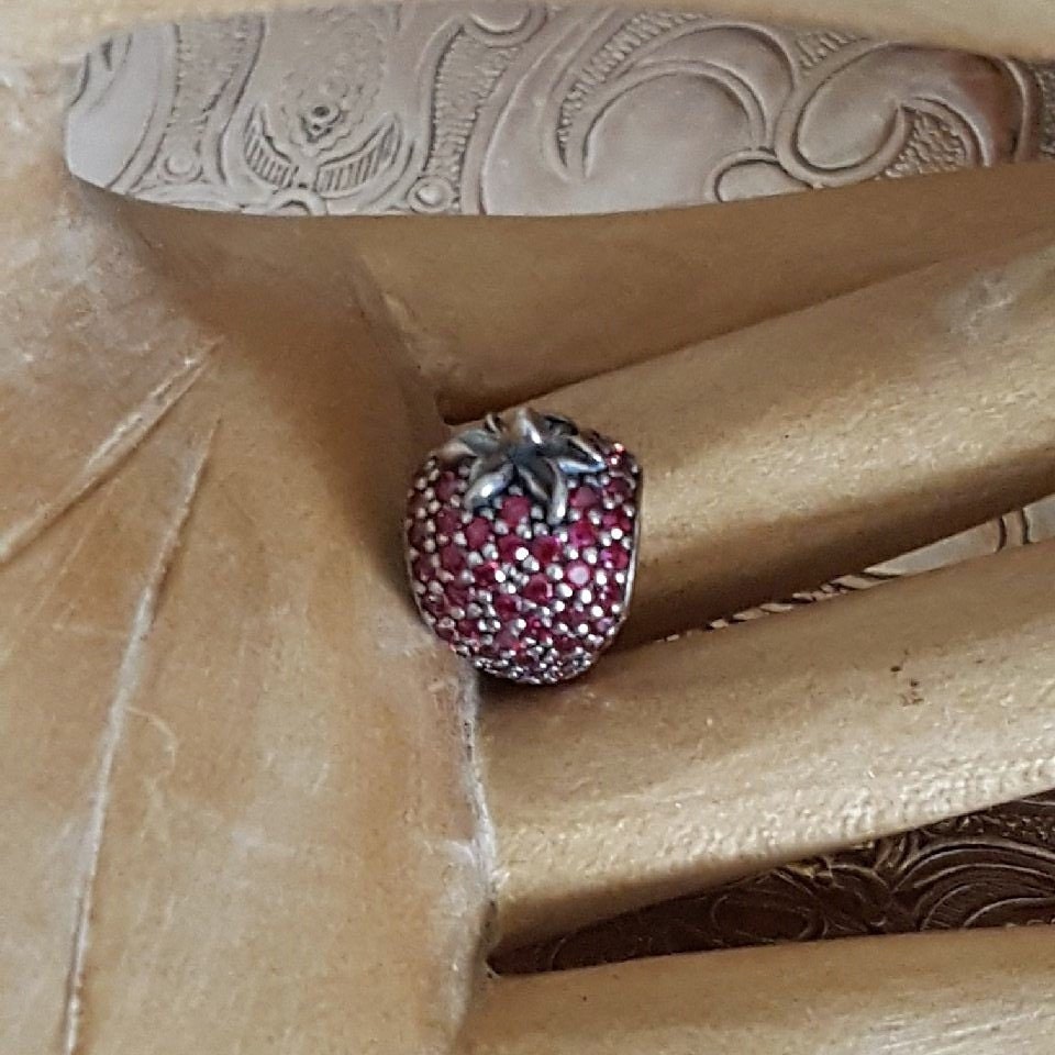 Authentic Pandora Pave Strawberry Charm Encrusted 95 Red Cubic | Etsy