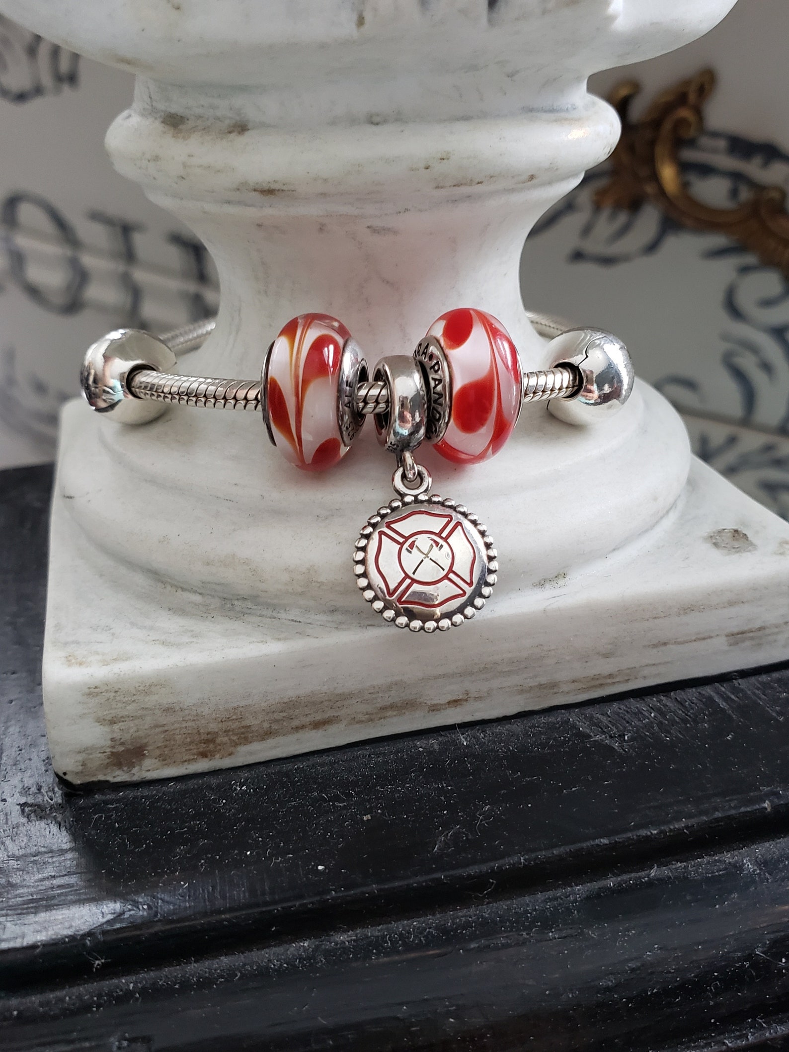 Authentic Pandora Fire Maltese Dangle Charm Red Enamel | Etsy