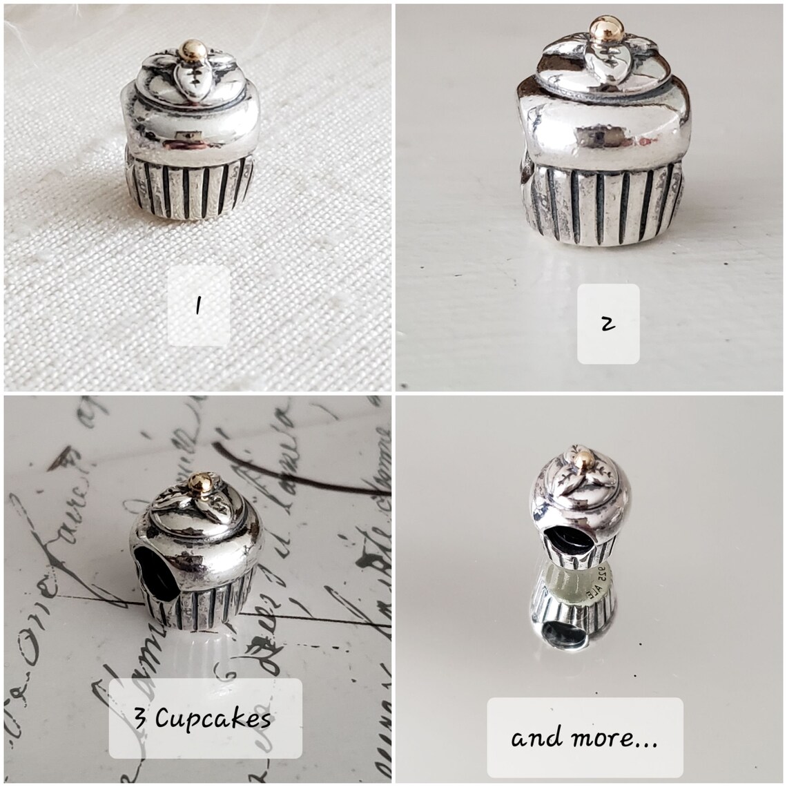 Authentic Pandora Cupcake Two-tone Charm Sterling 14K Gold | Etsy Canada