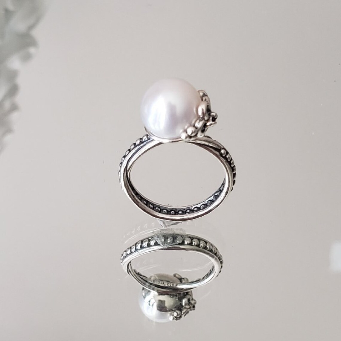 Authentic Pandora Garden Odyssey Ring Wht Cultured Pearl Black | Etsy Canada