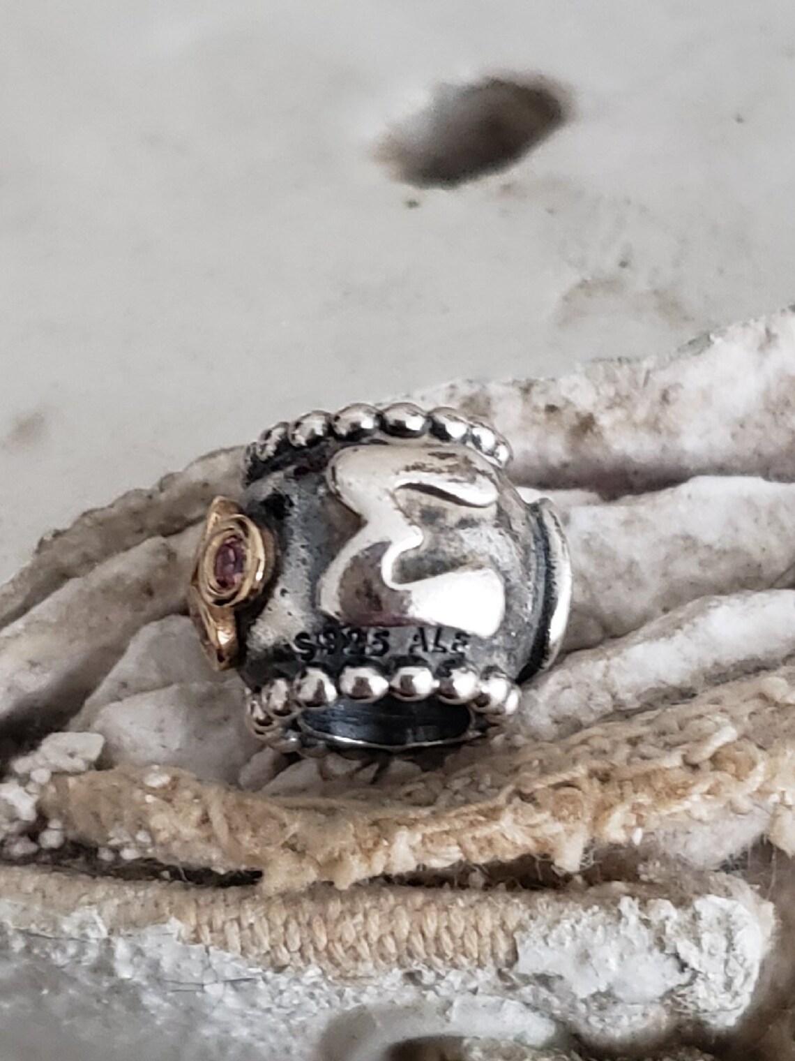 Authentic Pandora Mom Charm Fancy Pink CZ Sterling 14k Gold Hallmarked ...