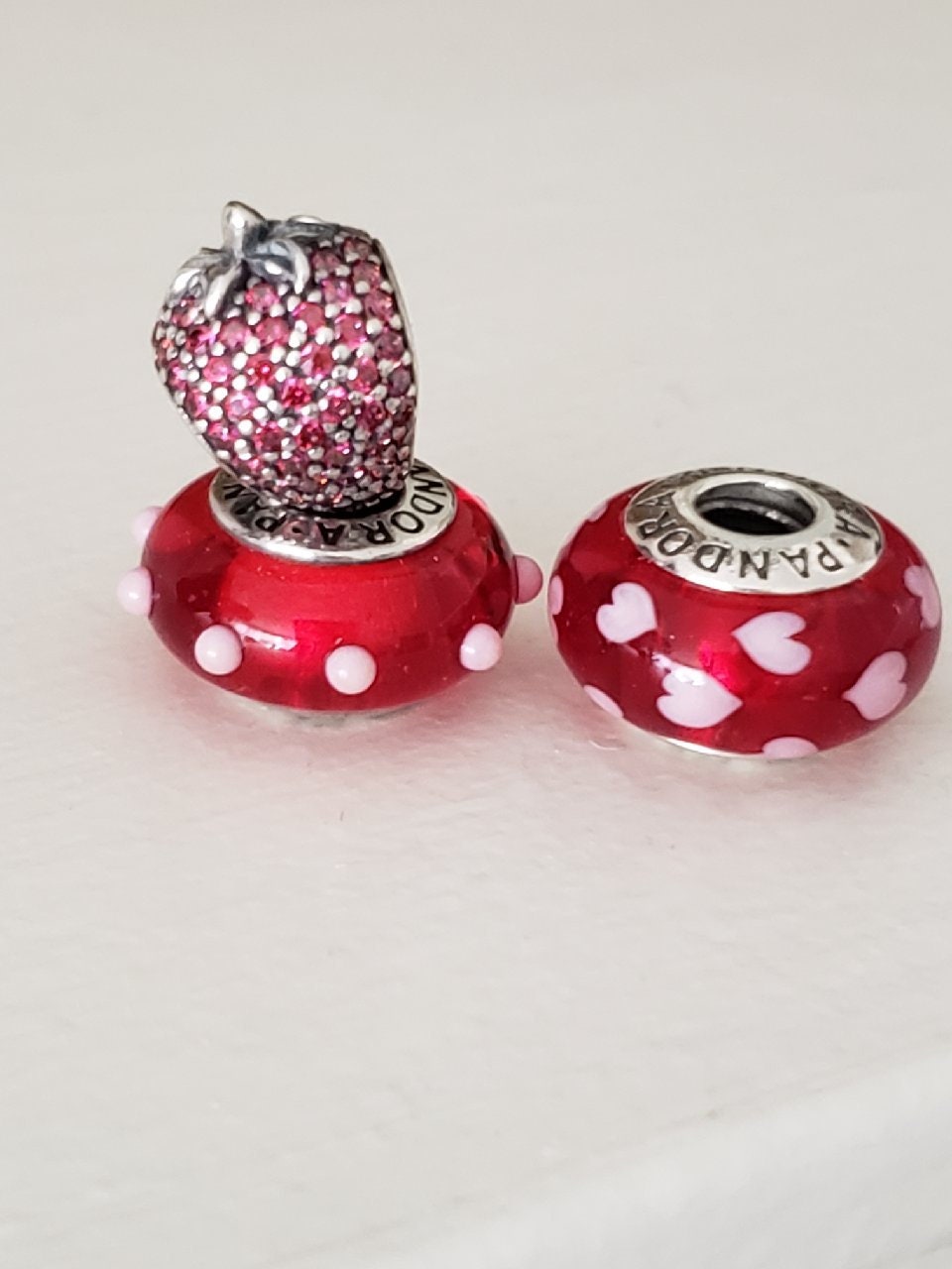 Authentic Pandora Pave Strawberry Charm Encrusted 95 Red Cubic | Etsy
