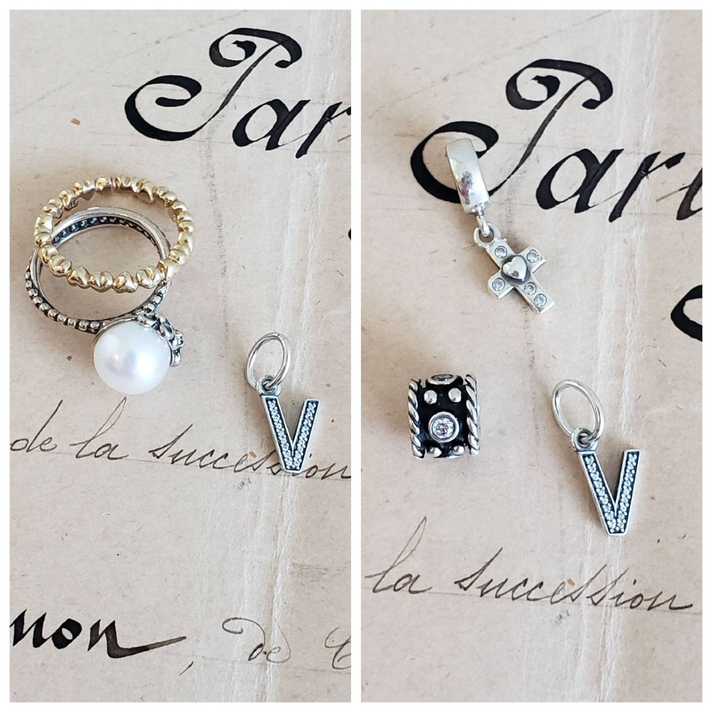 Authentic Pandora Letter V Initial Dangle Charm Clear CZ | Etsy