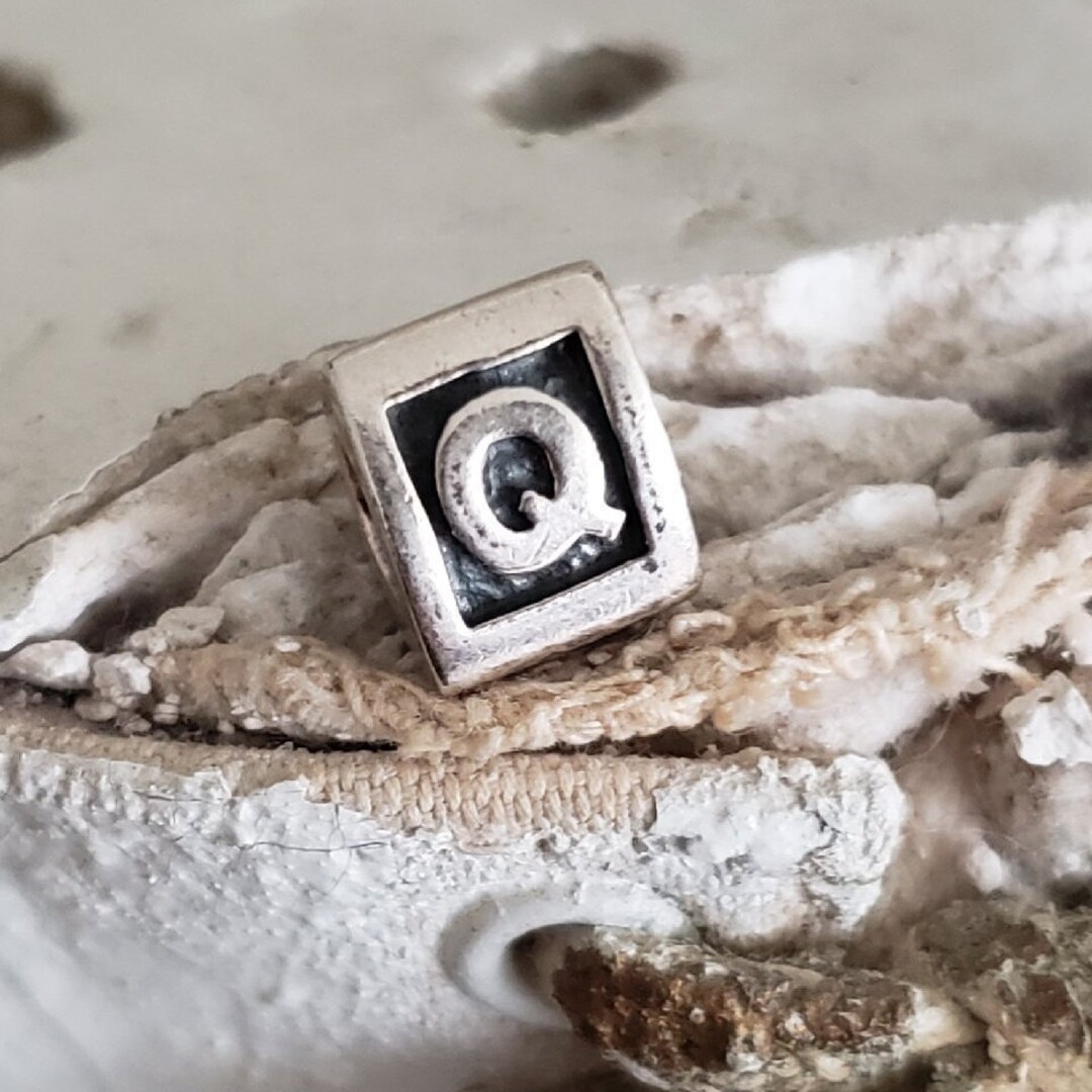 Authentic Pandora Alphabet Block Letter Initial Q Charm Sterling Silver ...