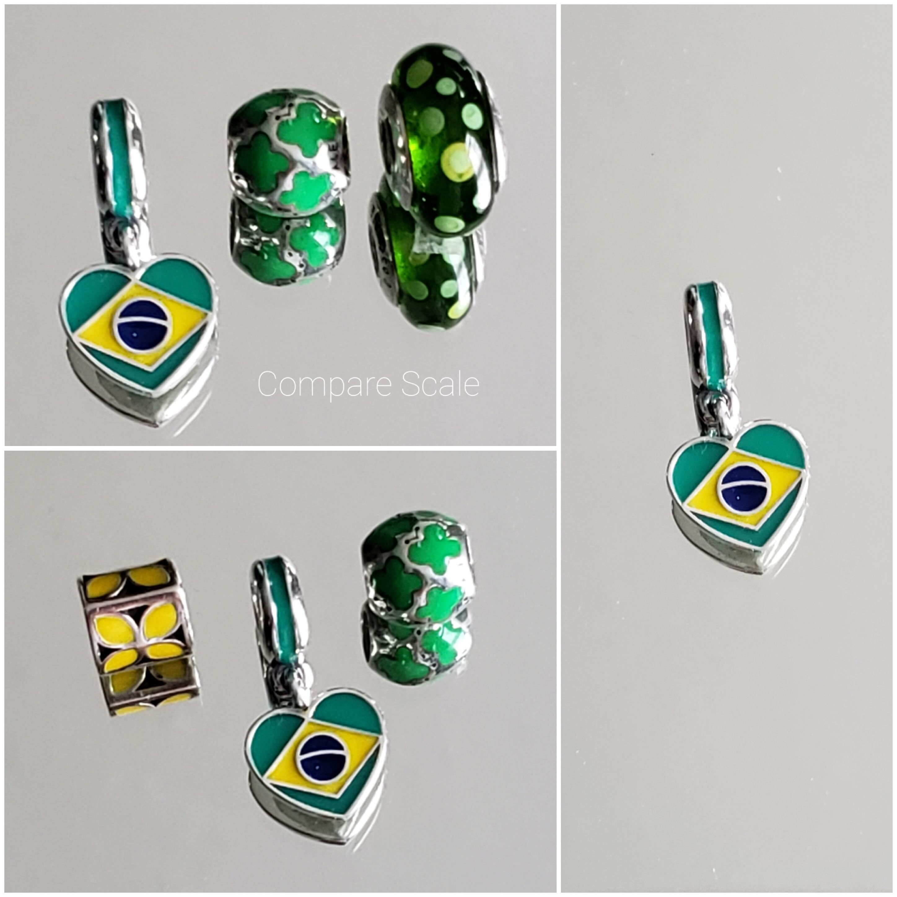 Authentic Pandora Brazil Heart Flag Dangle Charm Green Yellow - Etsy España