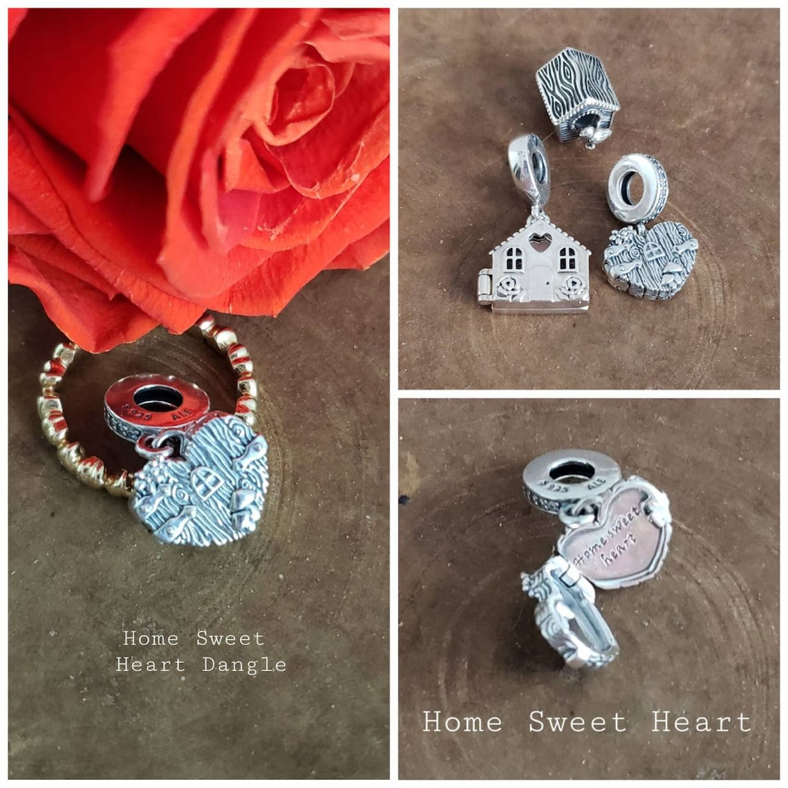 Authentic Pandora Home Sweet Heart Dangle Charm Sterling | Etsy