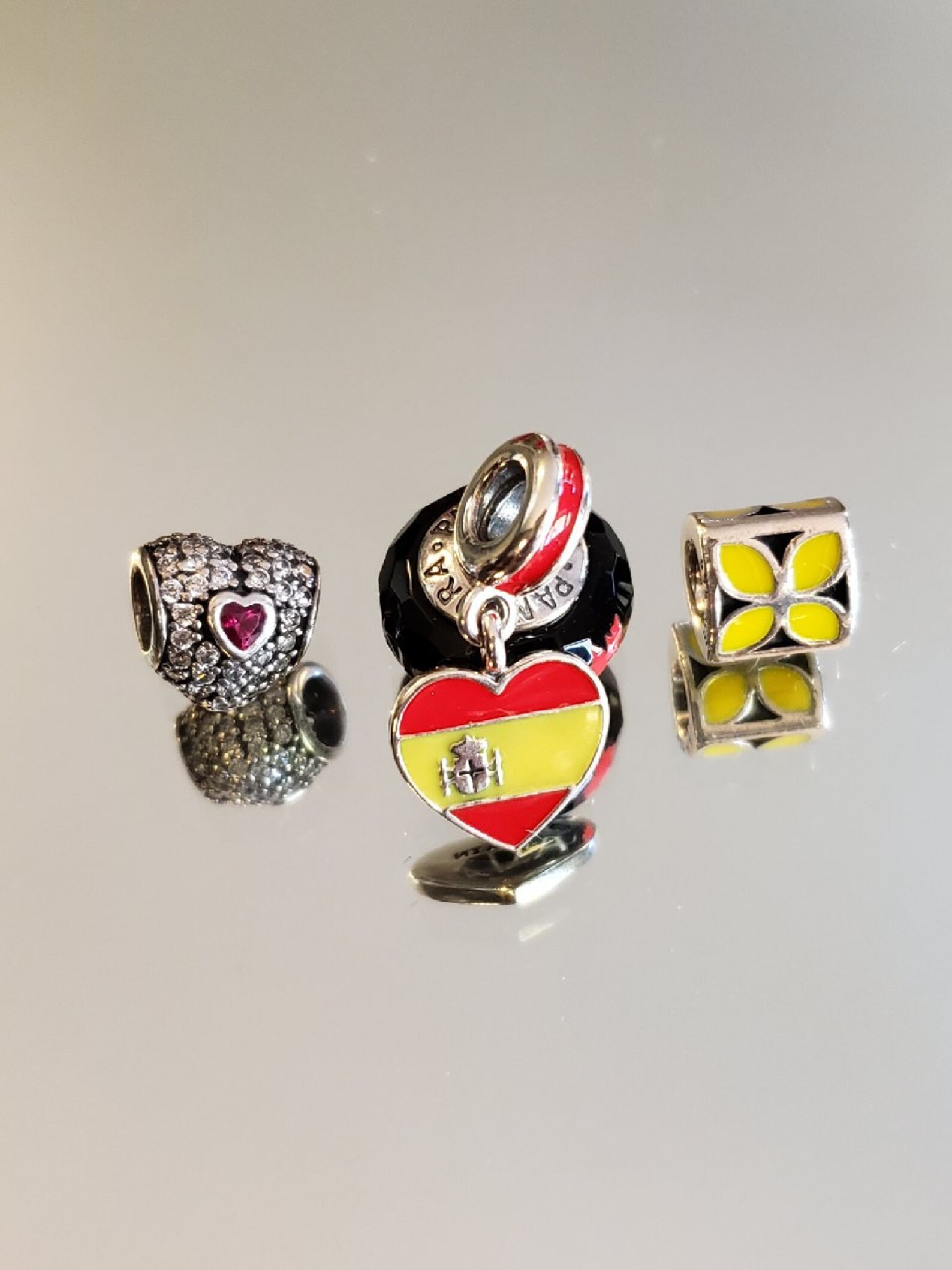 Reserved Pandora Spain Heart Flag Dangle Charm Red & Yellow - Etsy