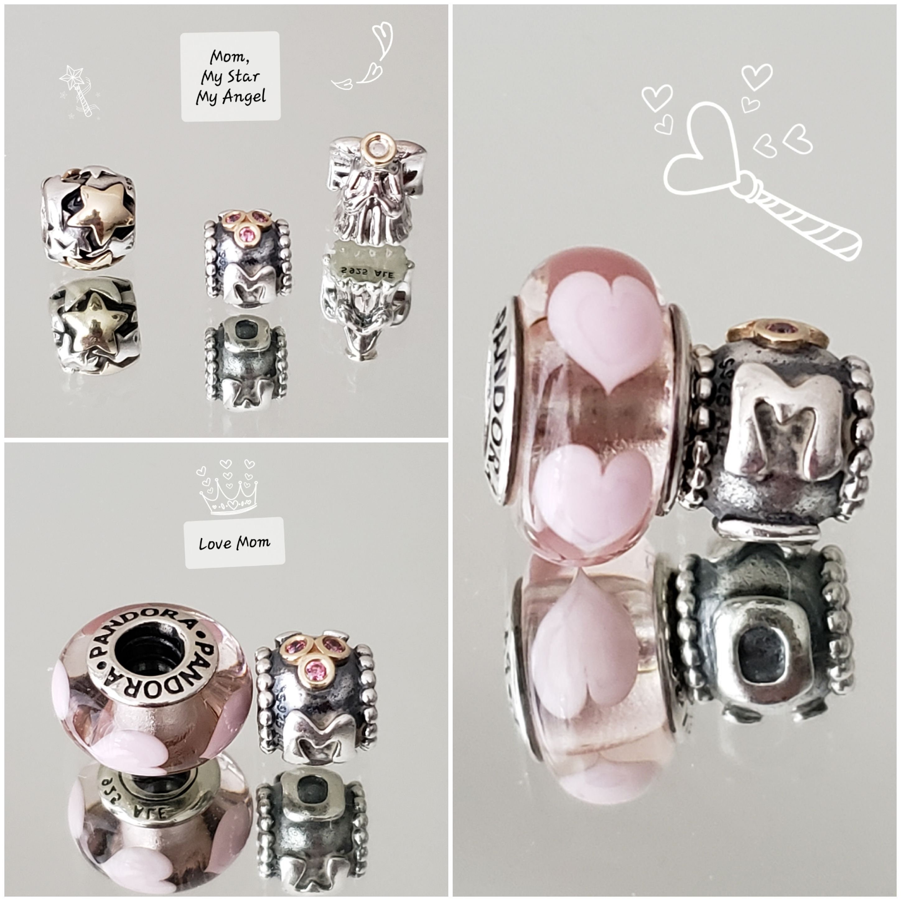 Authentic Pandora Mom Charm Fancy Pink CZ Sterling 14k Gold Hallmarked ...