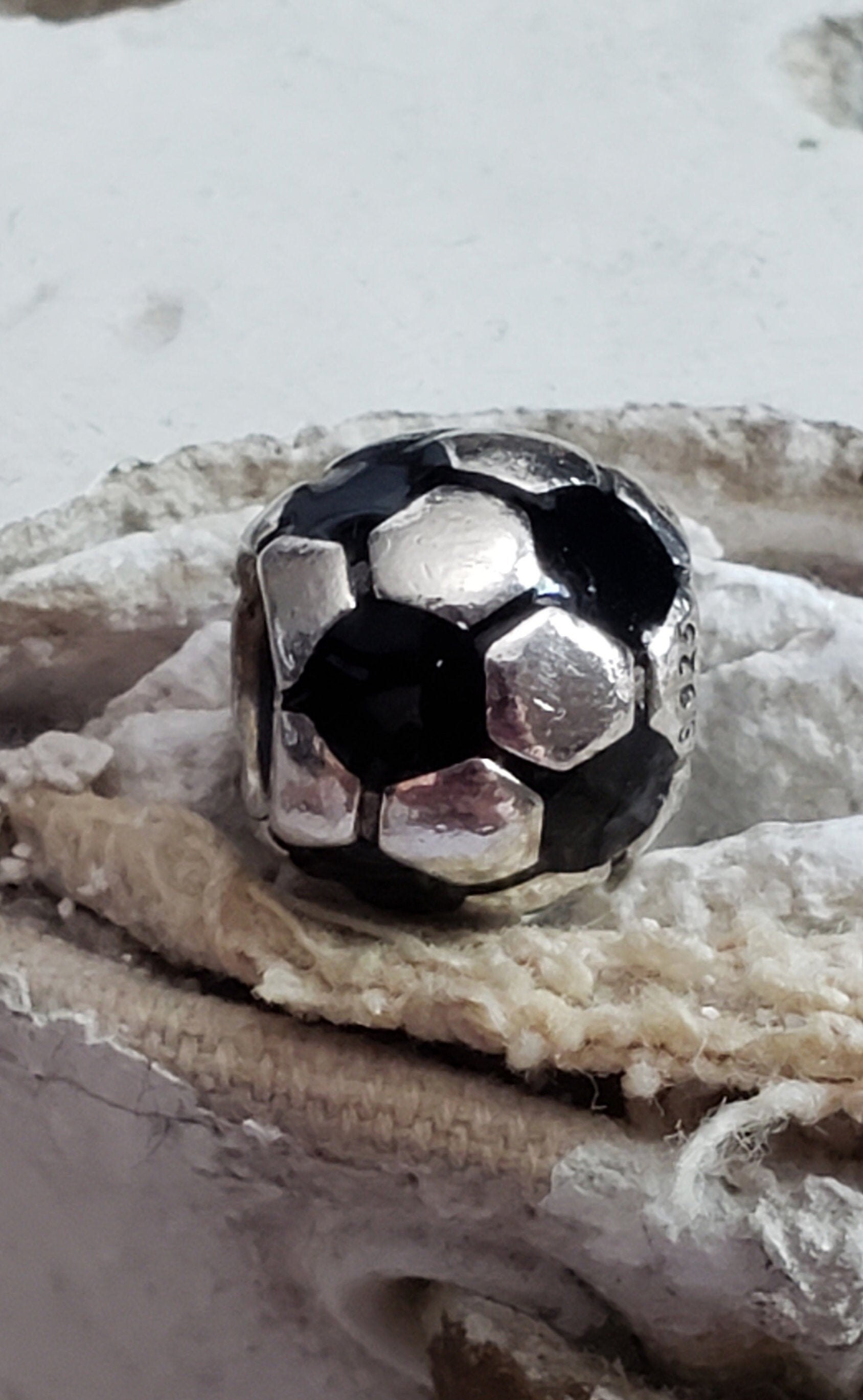 Authentic Pandora Soccer Charm Black Enamel Sterling | Etsy