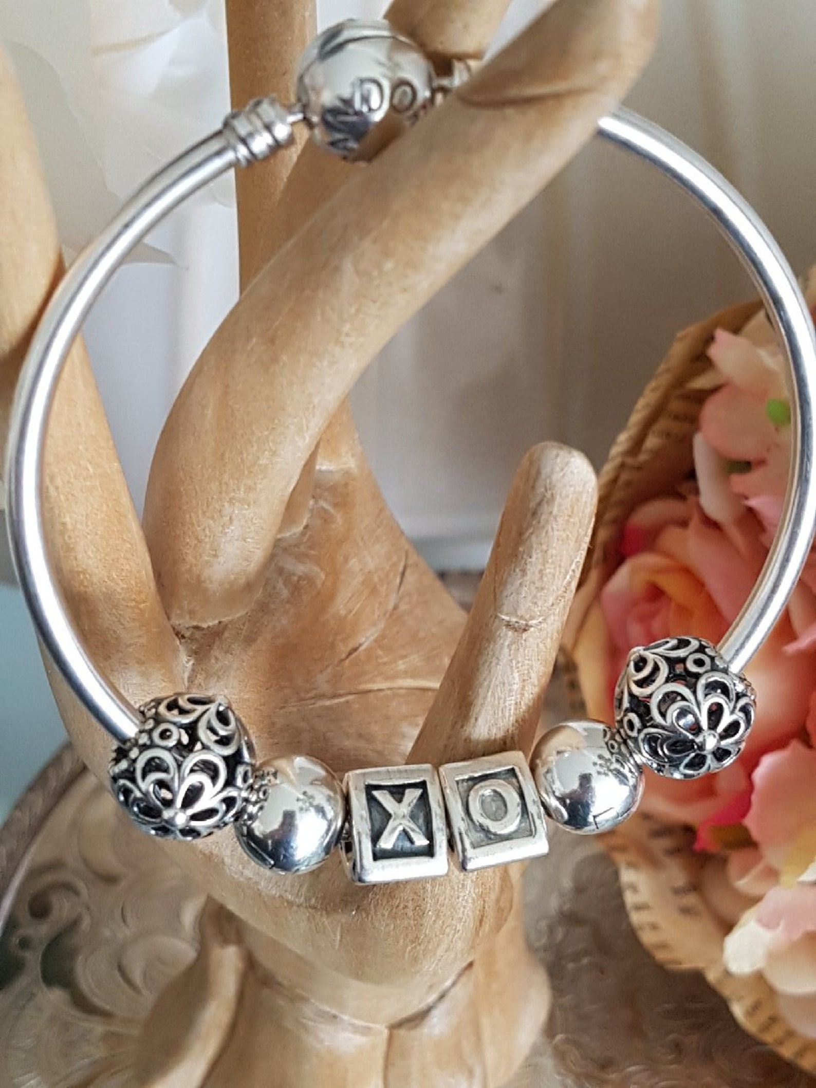 Authentic Pandora Alphabet Block Letters X or O Charms SS Oxidized ...