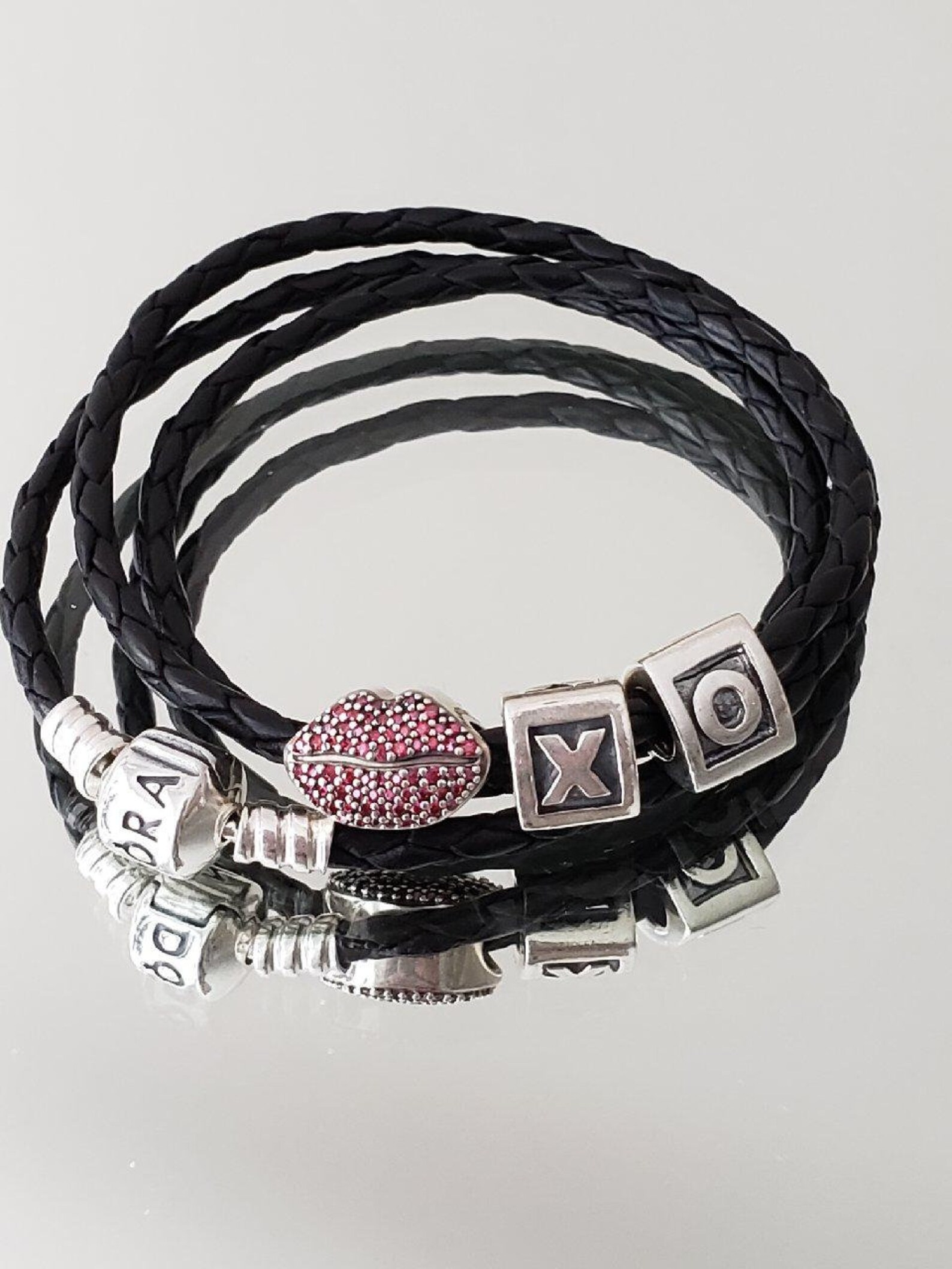 Authentic Pandora Alphabet Block Letters X or O Charms SS Oxidized ...