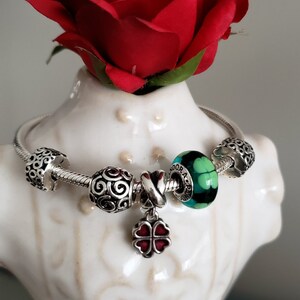 Authentic Pandora Pink Four Leaf Clover Charm Enamel Sterling ...