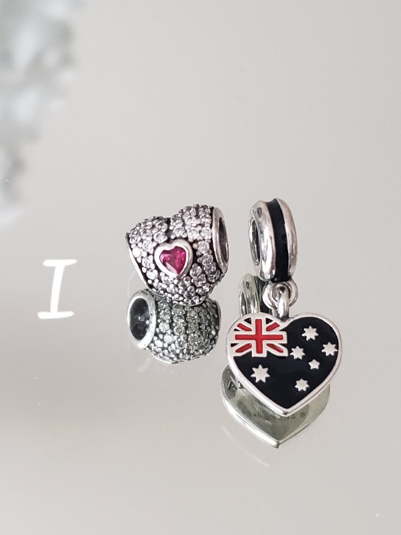 Authentic Pandora Australia Heart Flag Dangle Charm Red Blue | Etsy
