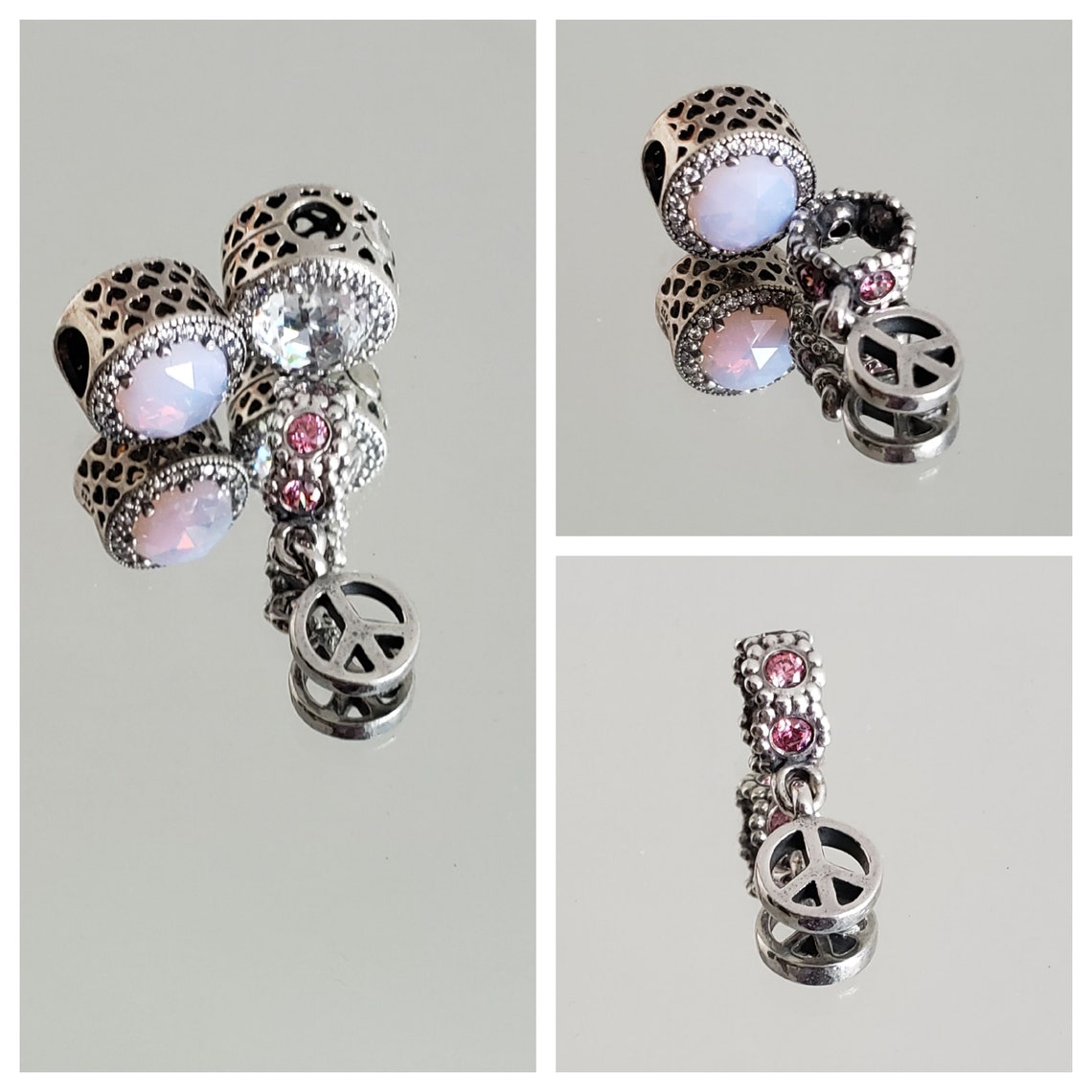 Authentic Pandora Peace Dangle Charm Pink CZ Sterling | Etsy