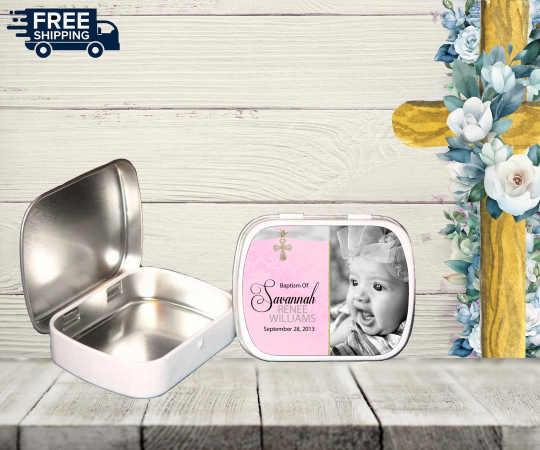Custom Personalized Girl Photo Baptism Mint Tin Favor 10 Pieces Custom ...
