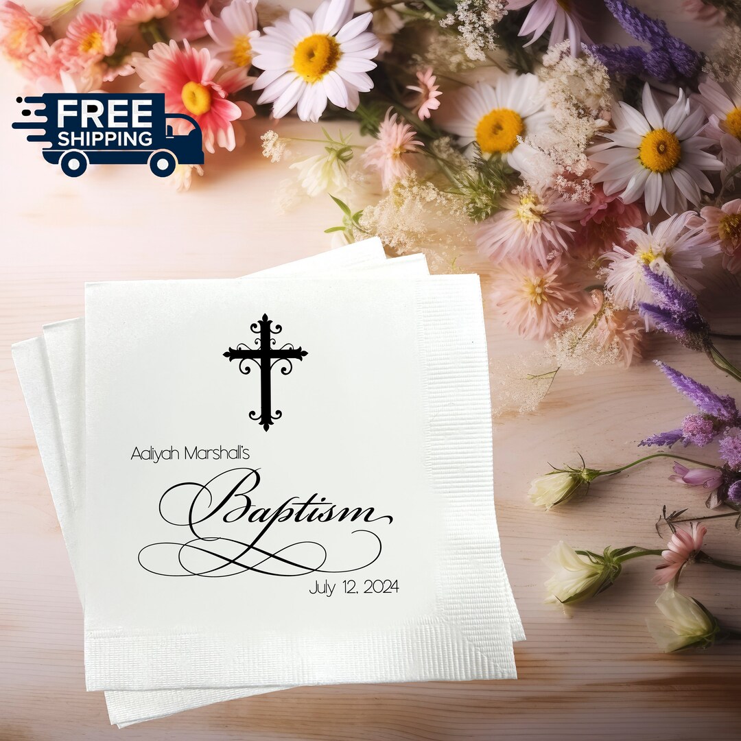 Custom Personalized Printed Baptism Christening Luncheon Napkin ...