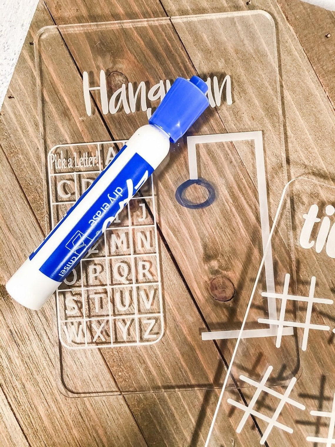 Acrylic Dry Erase Board Game Sets Tic Tac Toe Hangman Dots - Etsy