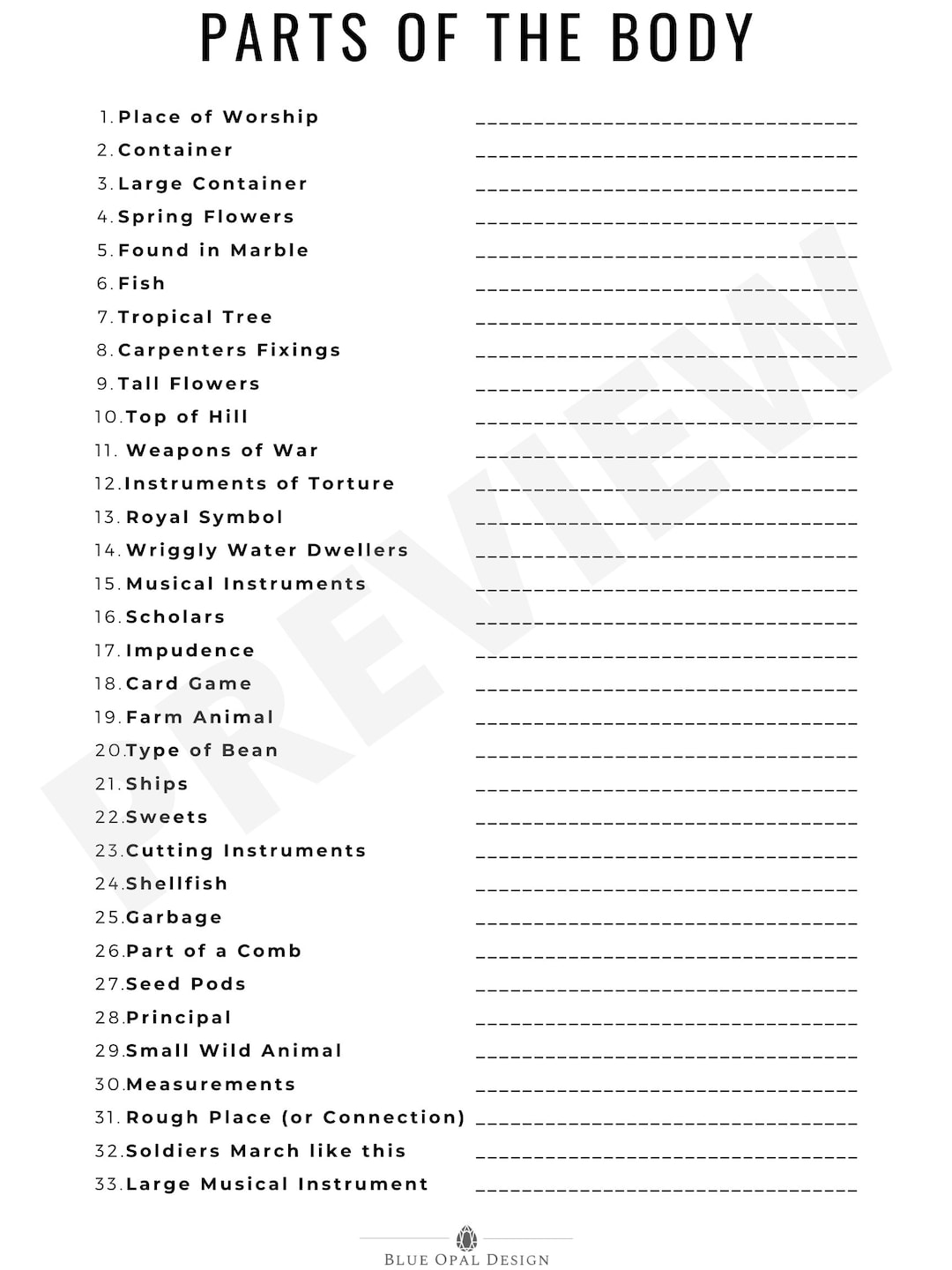 Anatomy Quiz Printable - Fun Learning Activity - Instant Download - Etsy