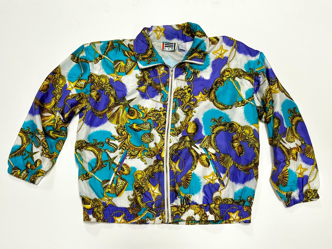90's Windbreaker - Versace-style All Over Print - EVR Rousso Apparel ...