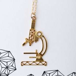 Microscope Necklace, Golden Scientist Gift - Etsy