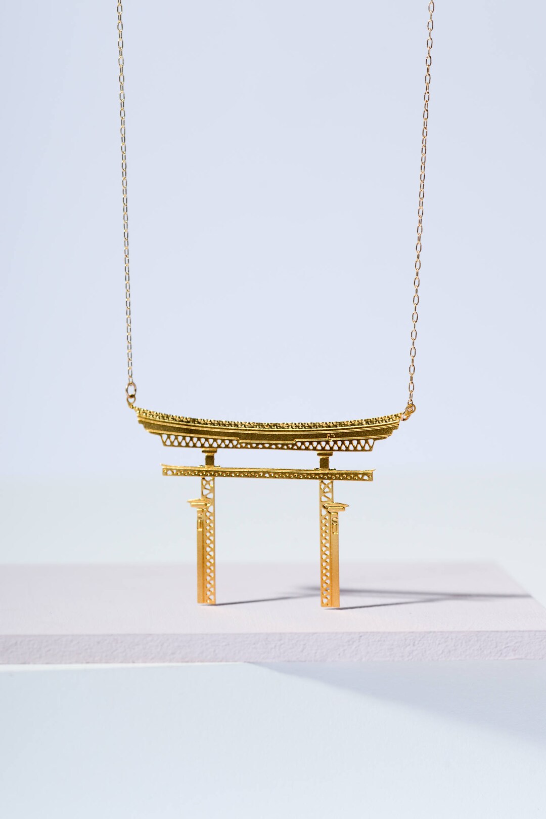 Geometric Japanese Torii Gate Necklace - Etsy