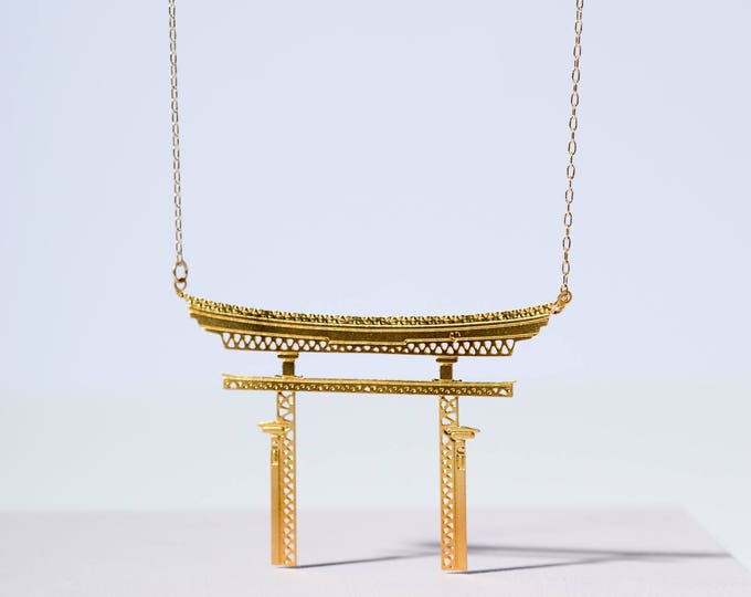 Geometric Japanese Torii Gate Necklace - Etsy