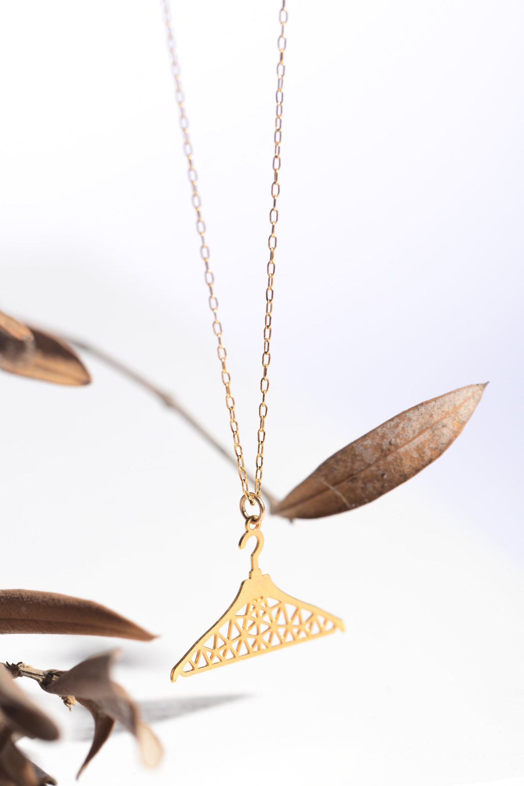 Golden Hanger Charm, Clothes Hanger Necklace - Etsy