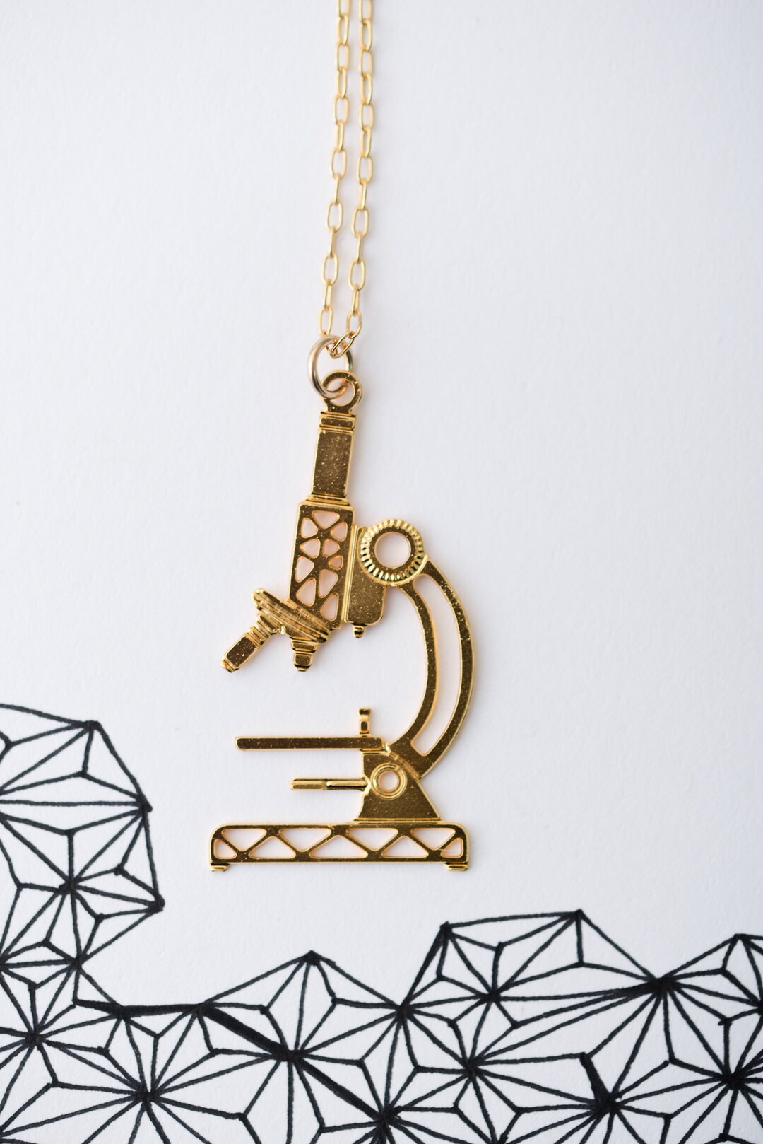 Microscope Necklace, Golden Scientist Gift - Etsy