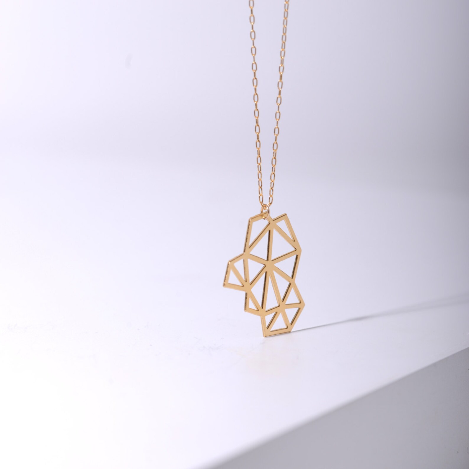 Golden Geometric Necklace - Etsy